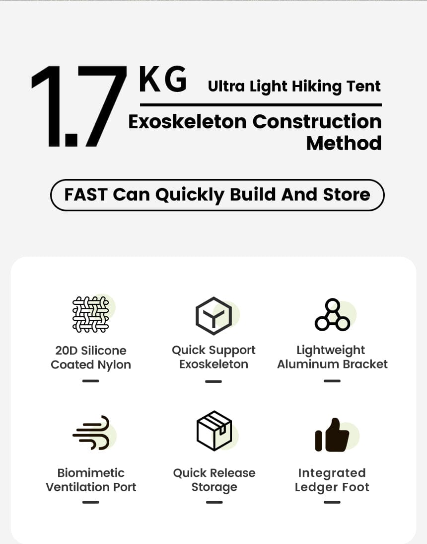 MOBI GARDEN Light Knight Ultralight Hiking Tent (Exoskeleton Version ...